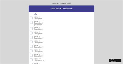 Checkbox List Codesandbox