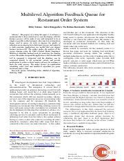 MULTILEVEL ALGORITHM FEEDBACK QUEUE FOR RESTAURANT ORDER SYSTEM Pdf International Journal Of