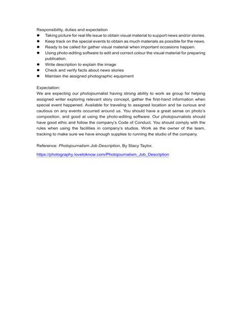 Photojournalist Job Description Responsibilities And Expectations