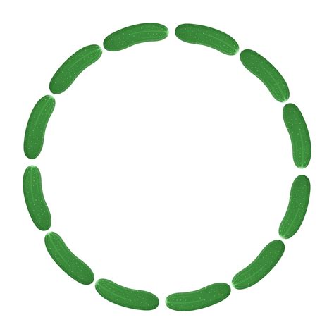 Cucumber Wreath Fresh Vegetables Isolated On White Background Circle