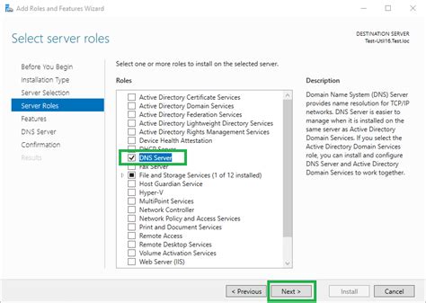 installing the dns role using server manager windows server 2016