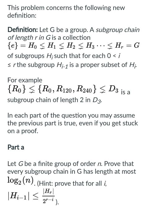 Solved This Problem Concerns The Following New Definition Chegg Com