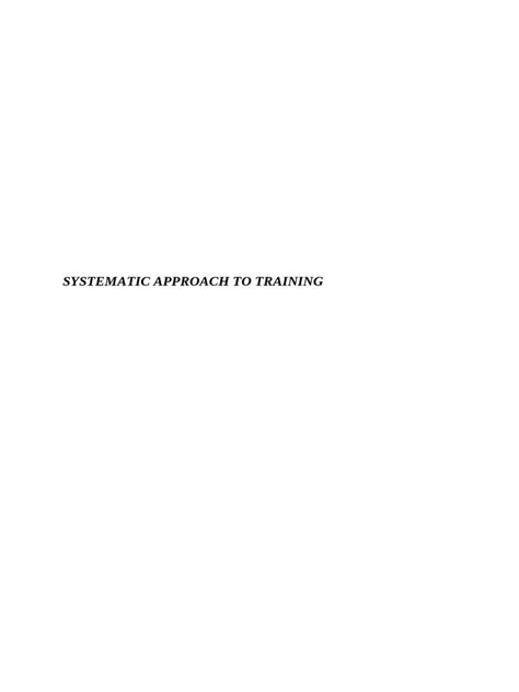 Systematic Approach Training Pdf