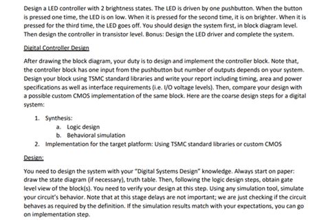 Design A LED Controller With 2 Brightness States The Chegg Com