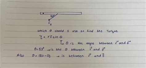Solved which θ should I use to find the Torque τ rFsinθ Γ θ Chegg