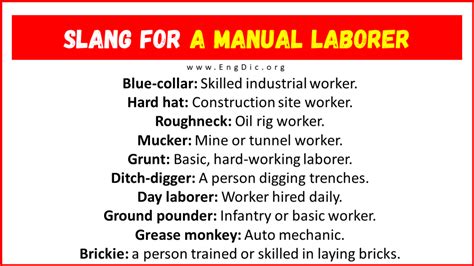 Slang For A Manual Laborer Their Uses Meanings Engdic