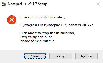 Installer Shows Two Errors On Windows Bit If Notepad Was