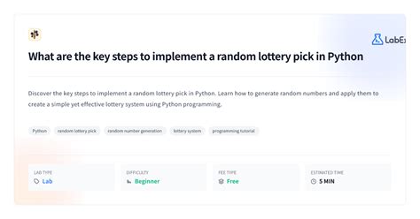 What Are The Key Steps To Implement A Random Lottery Pick In Python Labex