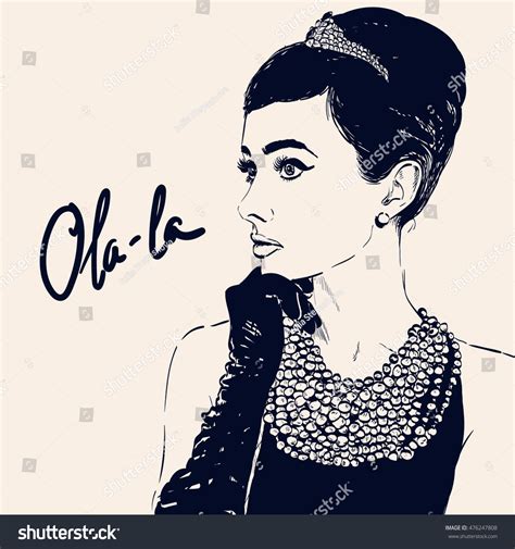 Beautiful Retro Woman Vector Copy Space Stock Vector Royalty Free