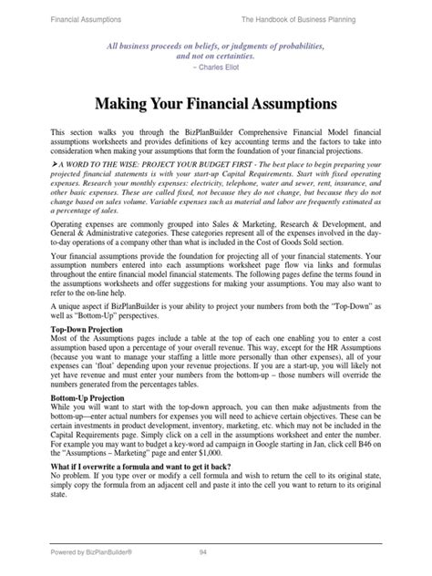 Financial Assumptions Pdf Balance Sheet Equity Finance