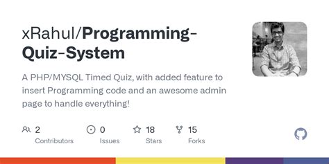 GitHub XRahul Programming Quiz System A PHP MYSQL Timed Quiz With