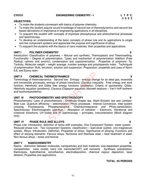 anna university syllabus chemistry 11 cy6151 engineering chemistry