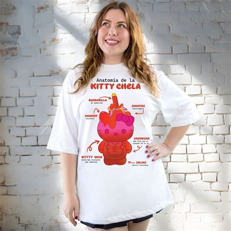 Playera Kitty Chela Oversize Unisex En Algodón Axolotex