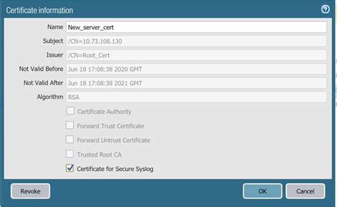 Syslog Client Certificate