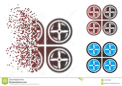 Dust Pixel Halftone Nanocopter Screws Rotaion Icon Stock Vector Illustration Of Flat