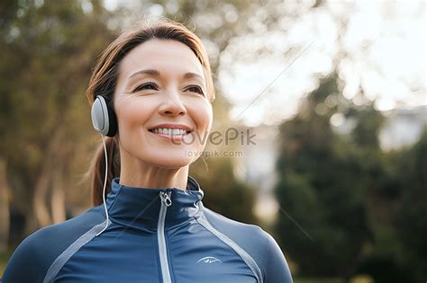 도로에서 달리는 중년 여성