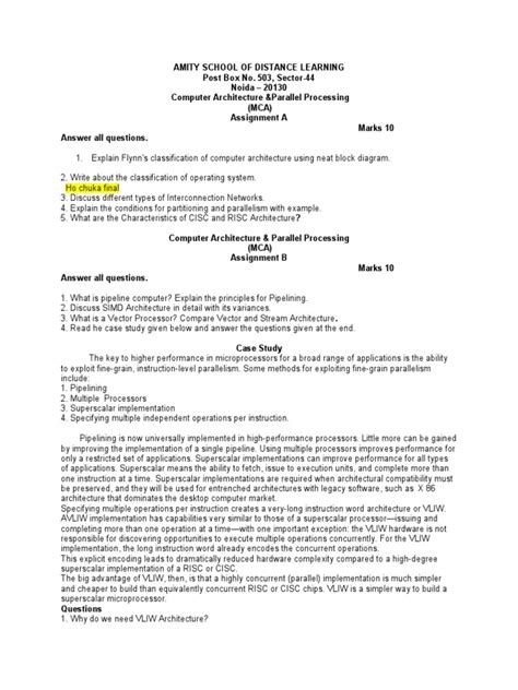 Assignment Parallel Processing Pdf Instruction Set Parallel Computing