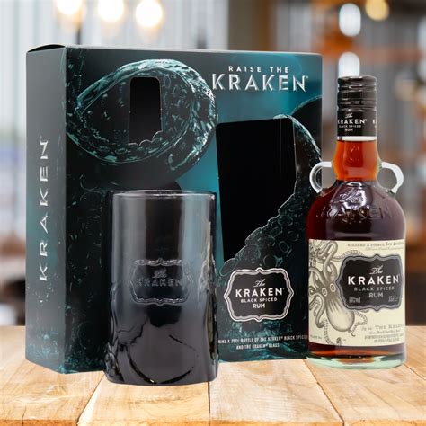 Kraken Black Spiced Rum T Set With Kraken Black Smoky Glass Jar