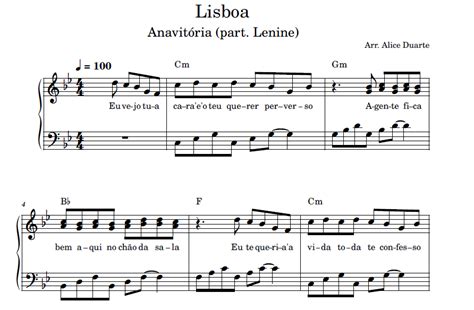 Lisboa Partitura Para Piano Anavitória E Lenine
