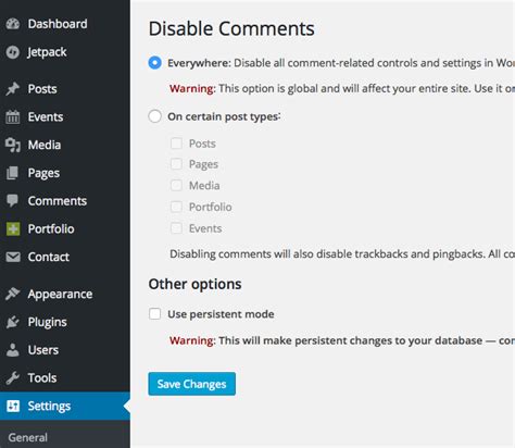how do i disable comments rescue themes