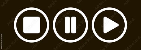 Stop Pause Play Button Icon Stencil Pictogram Vector Stock Illustration Eps 10 Stock Vector