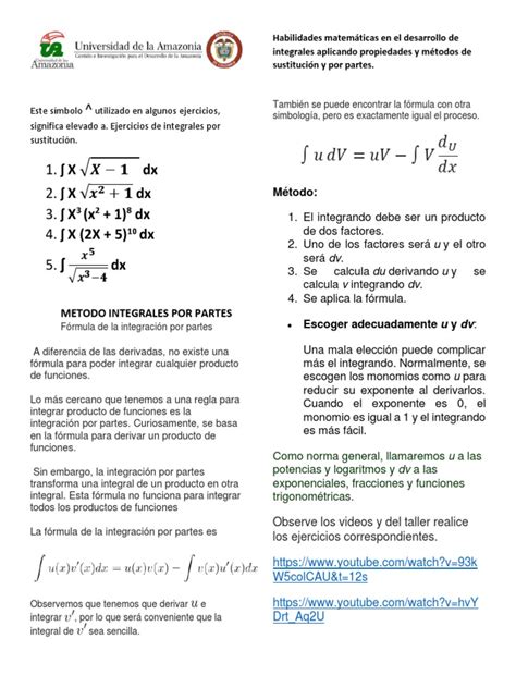 Integrales Por Sustitución Y Partes Pdf Integral Multiplicación