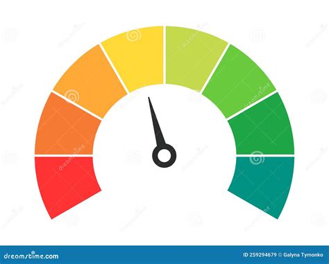 Vector Speedometer Meter With Arrow For Dashboard With Green Yellow Red Indicators Gauge Of