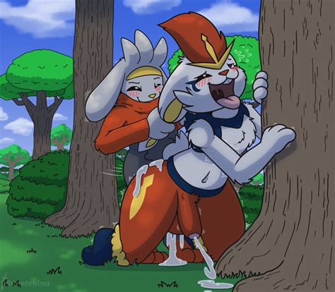 Rule 34 Anal Anal Sex Animal Genitalia Animal Penis Blush Bodily Fluids Cinderace Cum Cum In