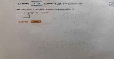 Solved Find The Are Length Of The Graph Of The Function Over Chegg