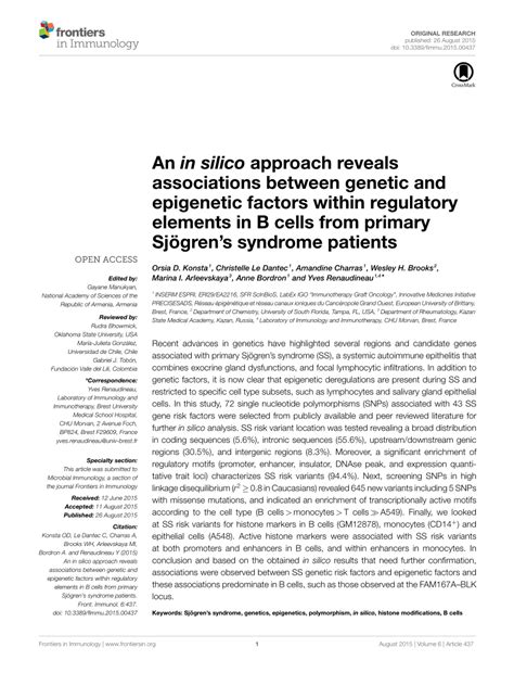 Pdf An In Silico Approach Reveals Associations Between Genetic And