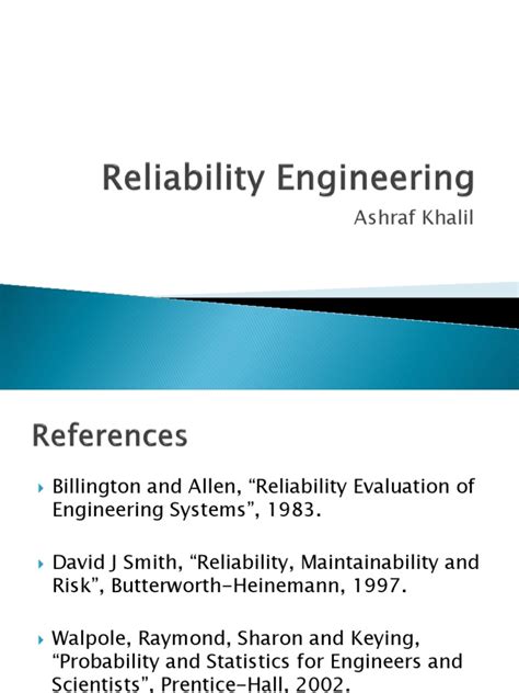 Reliability Engineeringpptx Reliability Engineering Analysis