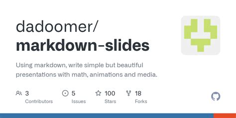 Github Dadoomermarkdown Slides Using Markdown Write Simple But Beautiful Presentations With