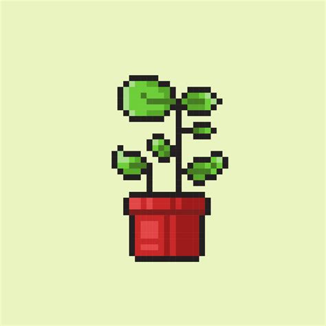 Plant In The Pot With Pixel Art Style 22025523 Vector Art At Vecteezy