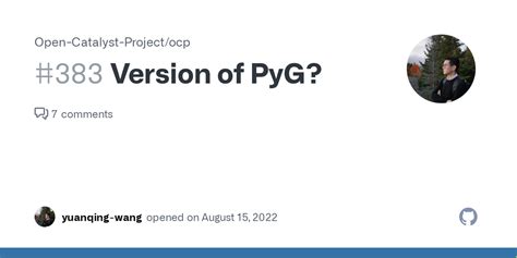 Version Of Pyg · Issue 383 · Open Catalyst Projectocp · Github