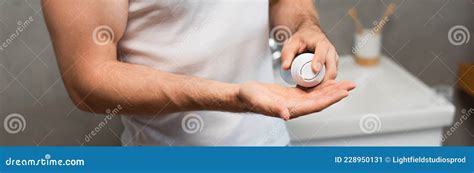 Partial View Of Man Holding Container Stock Image Image Of Adult Home