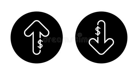 Dollar Arrow Outline Up And Down Icon On Black Circle Usd Growth And