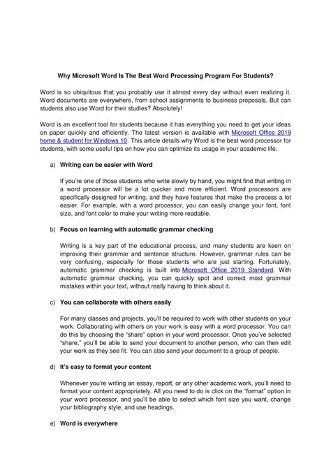 Ppt Why Microsoft Word Is The Best Word Processing Program For