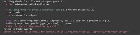 Error Installing Co Dependencies Failed Building Wheel For Pyworld Failed To Install