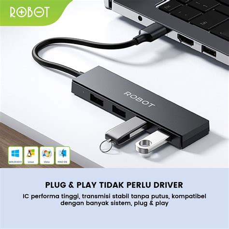 USB HUB ROBOT H130 USB HUB 4 PORT USB 2 0 25cm 4 Lubang USB Laptop Portable Multi Function