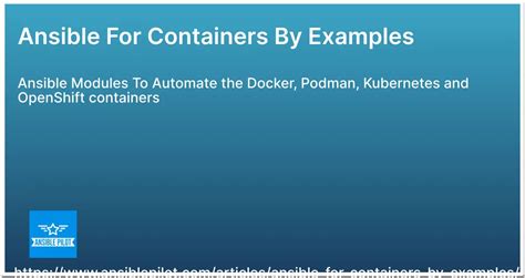 Master Ansible Automation For Docker Podman And Kubernetes Ansible