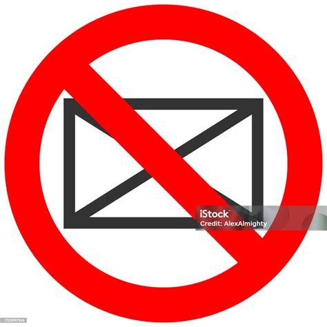 흰색 배경에 고립 된 봉투 아이콘 표시를 금지 봉투는 금지 벡터 일러스트 레이 션입니다 메일 이미지를 수 없습니다 봉투는 금지