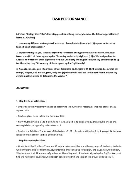 Task Performance Math Aoejfpishgehsgor Task Performance I Polyas