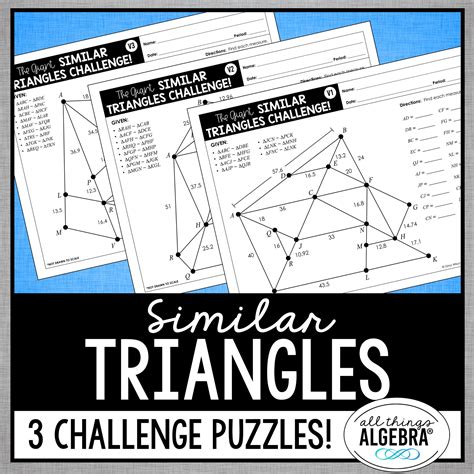 Similar Triangles Challenge Puzzles All Things Algebra®