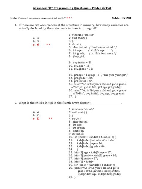 Adv C Programming Questions Pdf Pointer Computer Programming