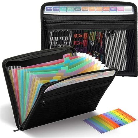 H4d Zippered Accordion File Organizer With Front Mesh Pouch 13 Pocket Expanding File Folder