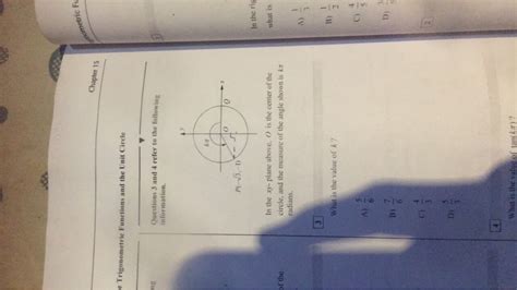 Chapter 15 E Trigonometric Functions And The Unit Circle Questions 3 And