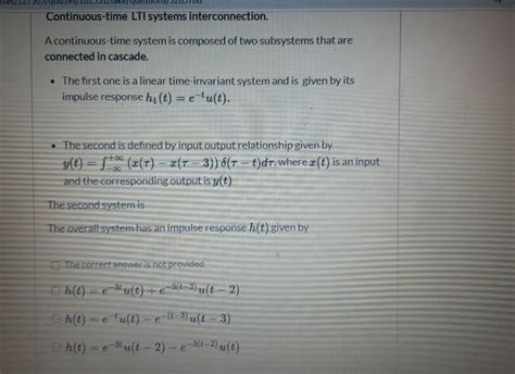 Solved Continuous Time Lti Systems Interconnection A
