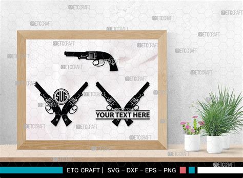 Gun Monogram Revolver Silhouette Gun Svg Gun Silhouettes Pistol Sv