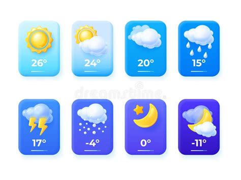 3d Weather Forecast Render Weather Ui Icons For Phone Mobile App