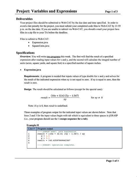 Project Variables And Expressions Page Of Chegg